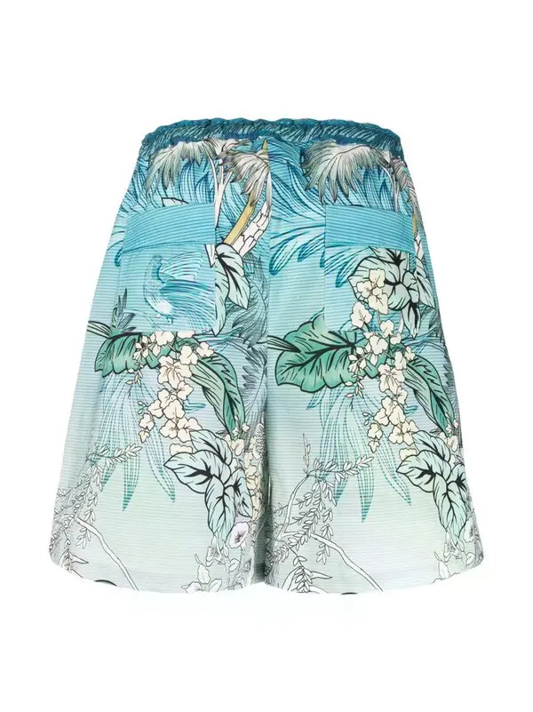 F.R.S FOR RESTLESS SLEEPERS Botanical Print Cotton Shorts - Blue