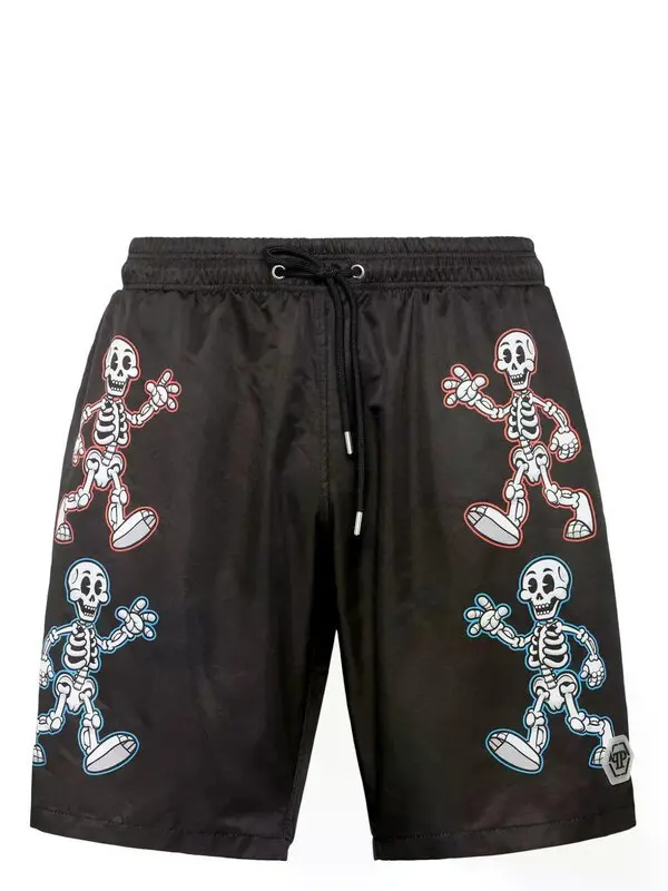 Philipp Plein Skeleton-print Swim Shorts - Black