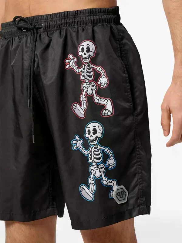Philipp Plein Skeleton-print Swim Shorts - Black