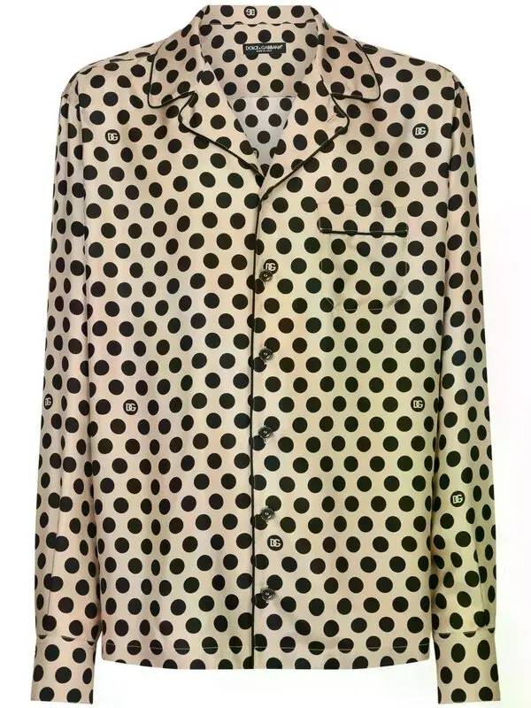 Dolce & Gabbana Polka Dot-print Silk Shirt - Neutrals