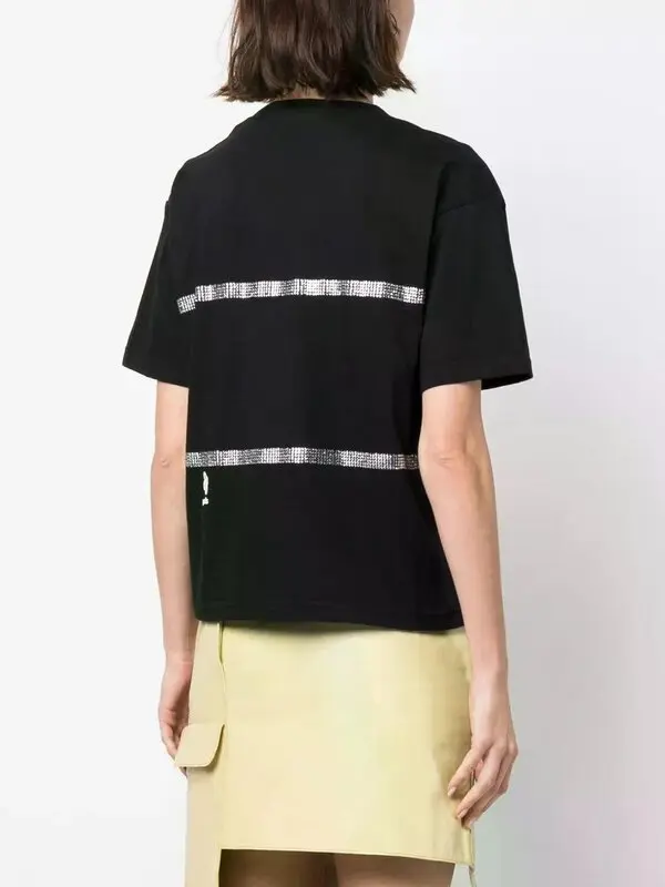 Gcds Rhinestone Striped Cotton T-shirt