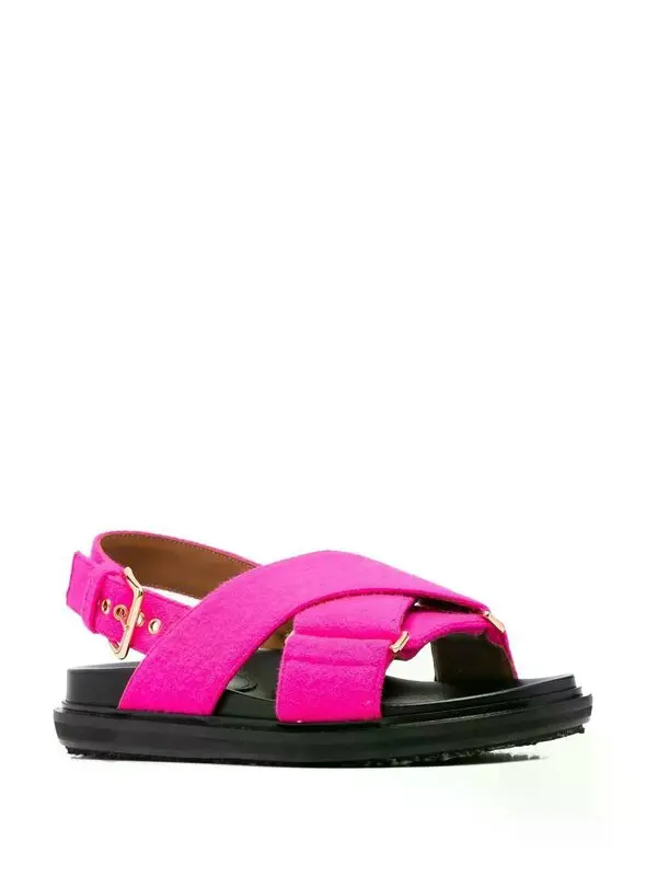 Marni Crossover Strap Leather Sandals - Pink