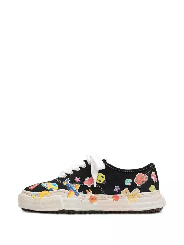 Mihara Yasuhiro Graphic Print Lace-up Sneakers - Black