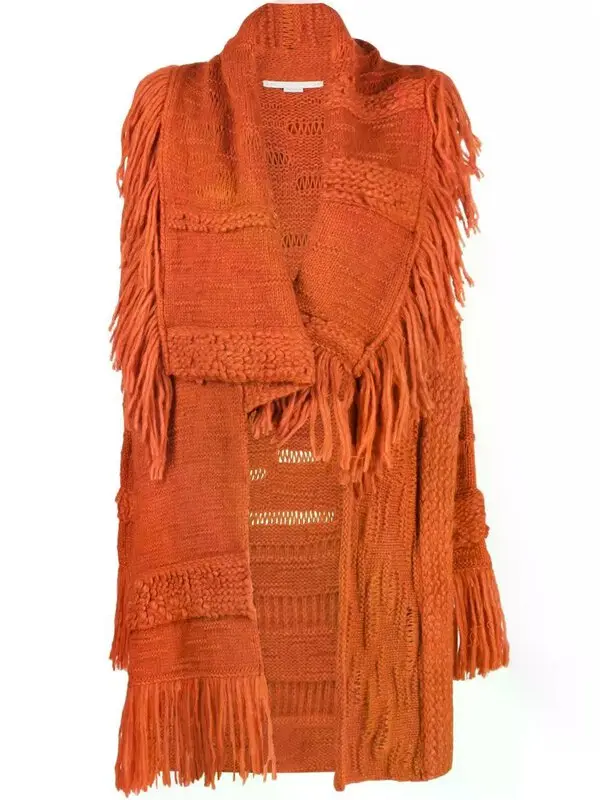Stella McCartney Asymmetric Fringed Alpaca Wool-blend Cardigan-coat