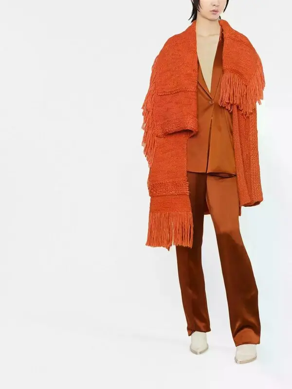 Stella McCartney Asymmetric Fringed Alpaca Wool-blend Cardigan-coat