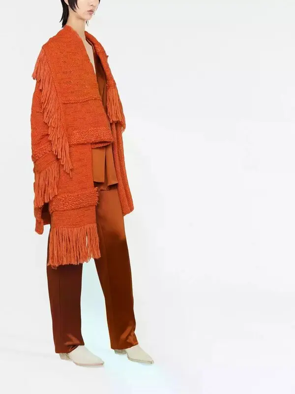 Stella McCartney Asymmetric Fringed Alpaca Wool-blend Cardigan-coat