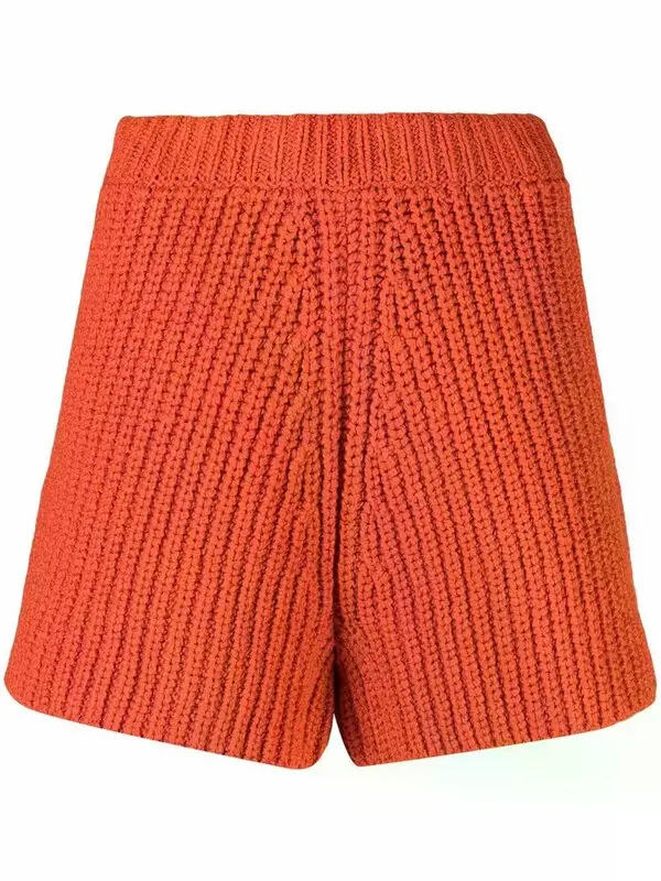 Alanui Chunky-knit Shorts - Orange