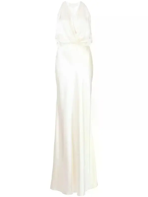 Michelle Mason Draped Halterneck Gown