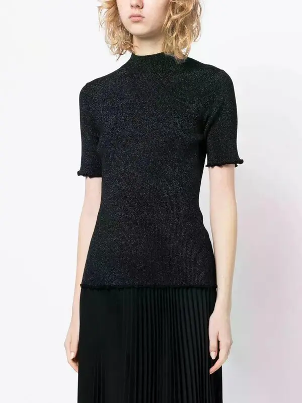 3.1 Phillip Lim Cut-out Ribbed Knit Top With Metallic Threading
