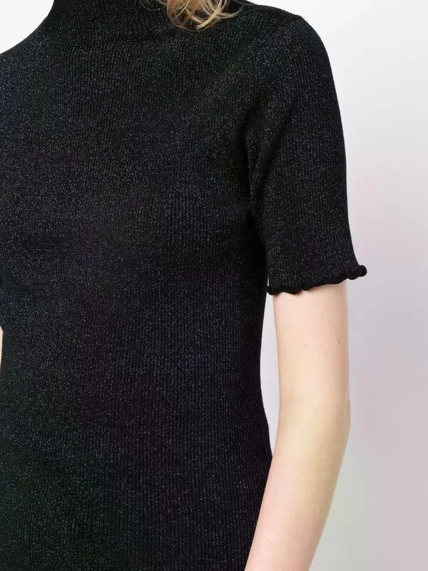 3.1 Phillip Lim Cut-out Ribbed Knit Top With Metallic Threading