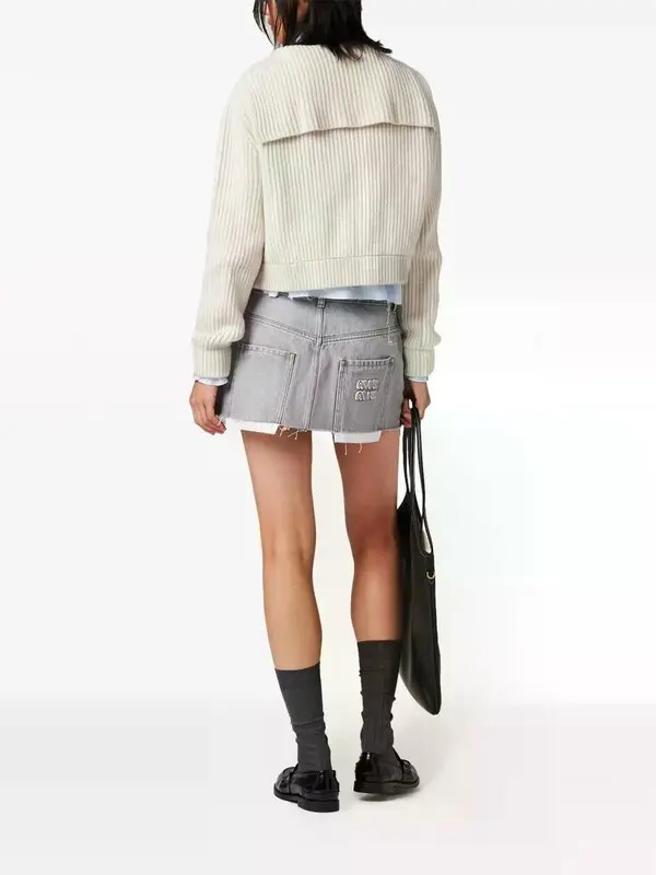 Miu Miu Embroidered Denim Miniskirt - Grey