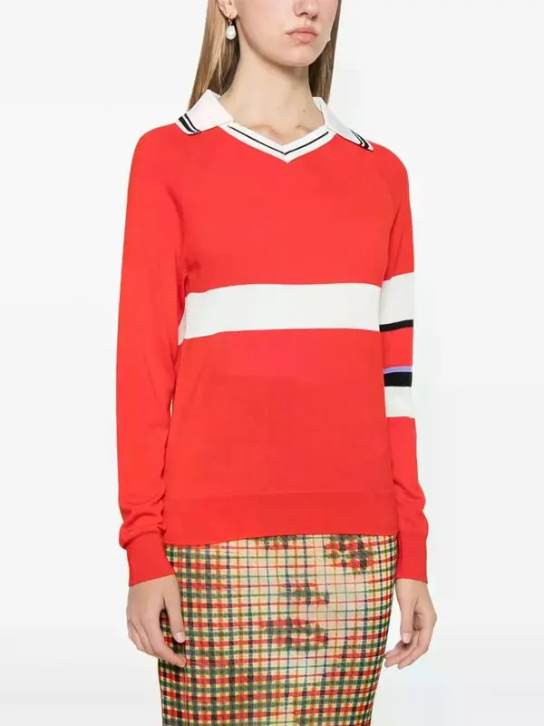 WALES BONNER Wool-silk Blend Knit Polo Shirt - Red