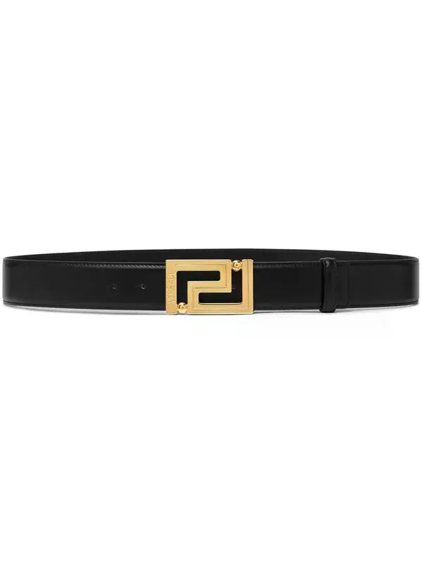 Versace Greca Leather Belt - Black