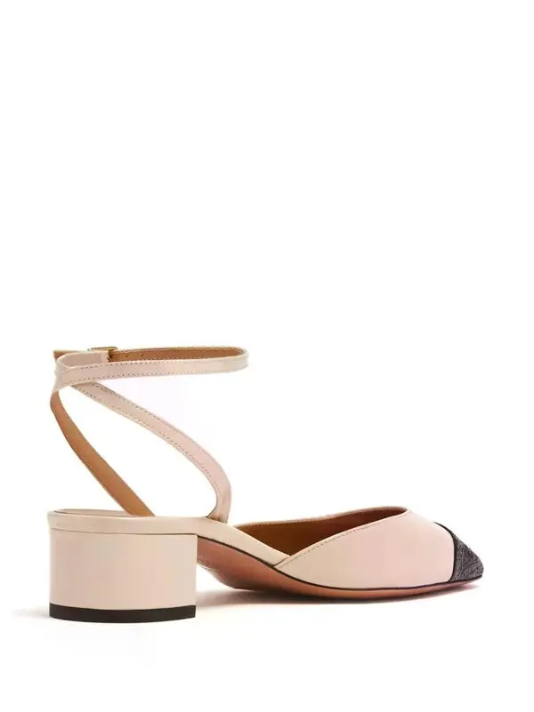 AQUAZZURA Two-tone Leather Block Heel Pumps