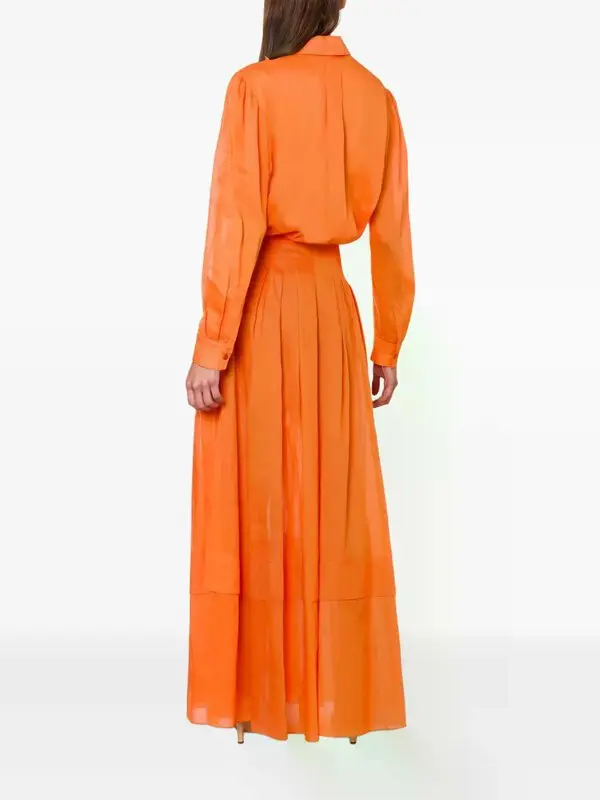 Alberta Ferretti Cotton Maxi Skirt With Pleat Detailing