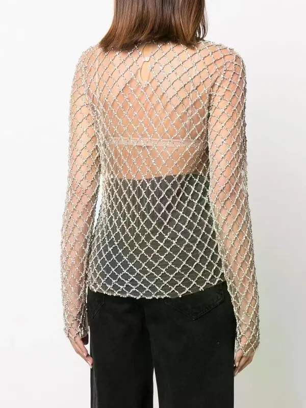 Isabel Marant Étoile Sheer Crystal-embellished Mesh Top