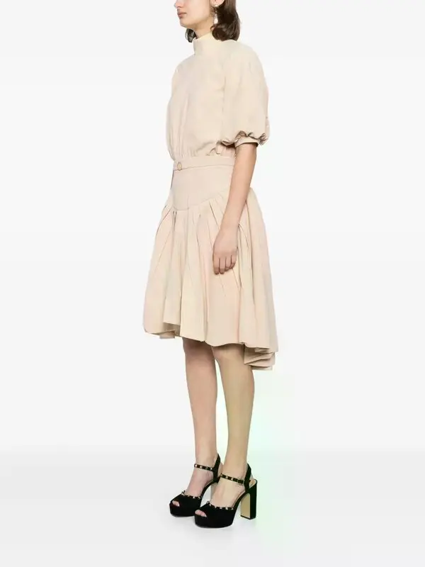 SAIID KOBEISY Crepe Puff Sleeve Dress - Neutrals