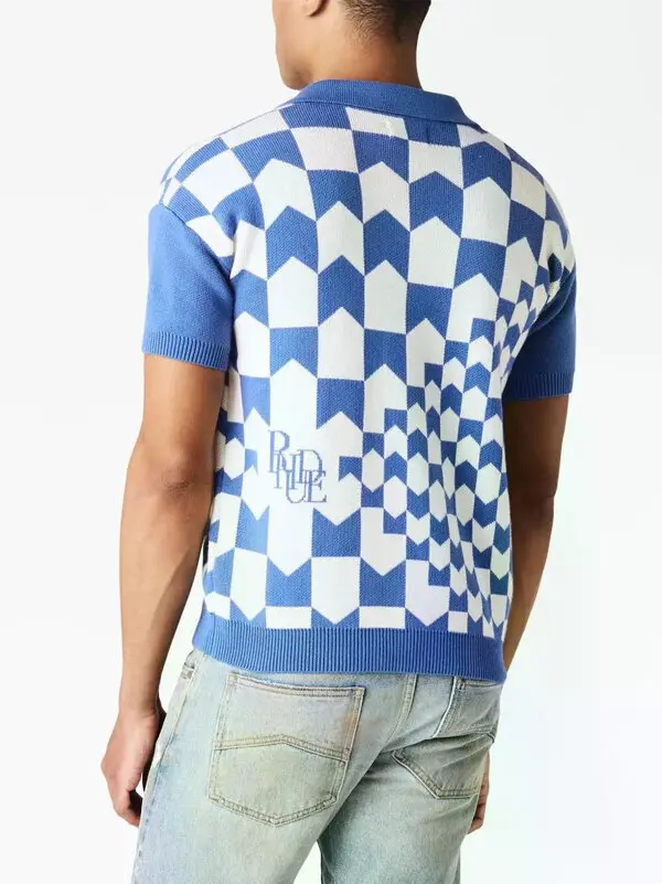 Rhude Racing Checkered Knitted Polo Shirt