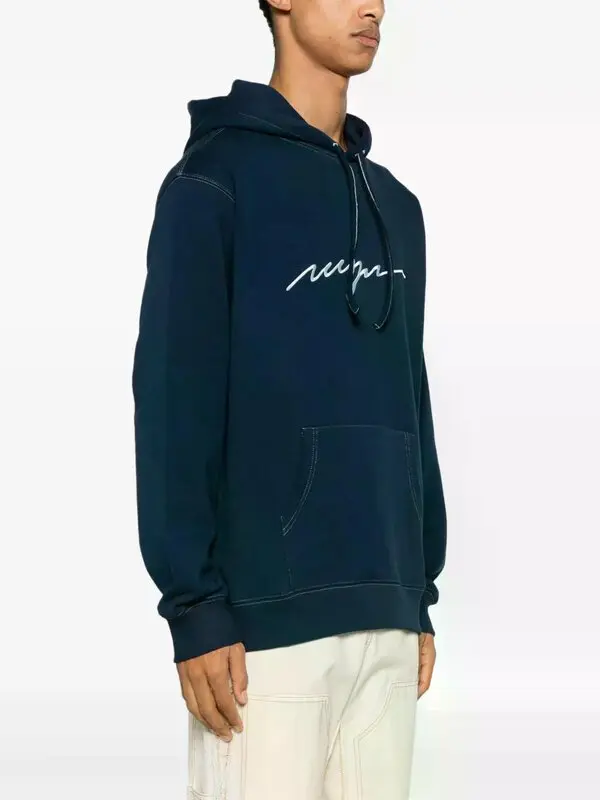 MSGM Logo Embroidered Cotton Hoodie