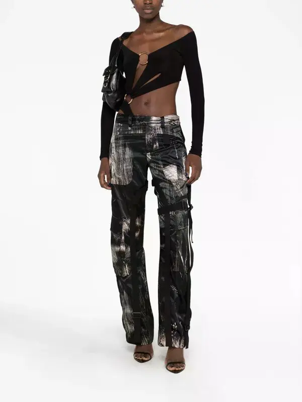 LOUISA BALLOU Asymmetric Cut-out Jersey Top