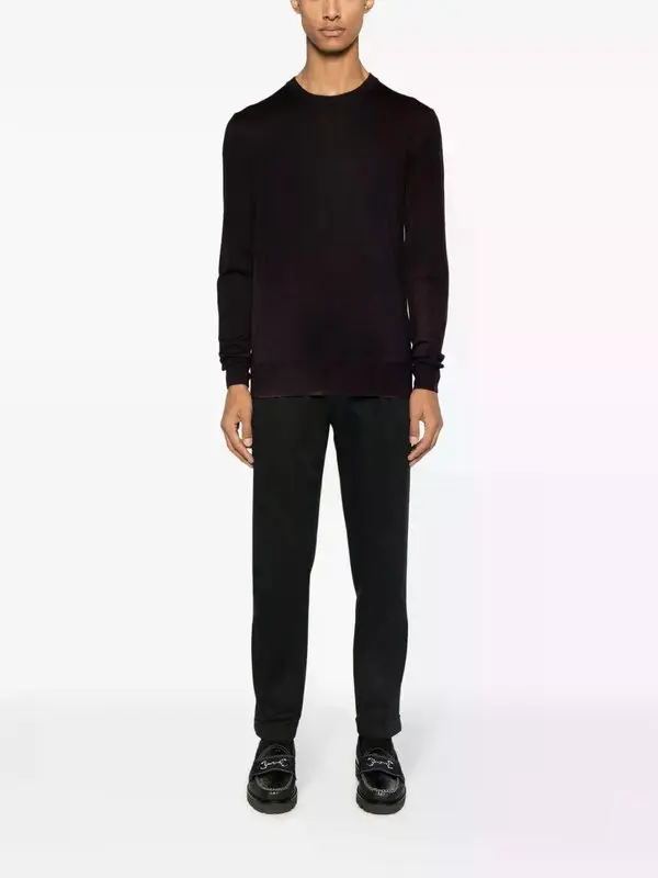 DELL'OGLIO Cotton-blend Tapered Trousers - Black