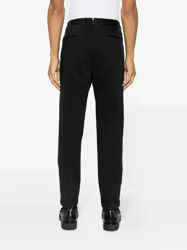 DELL'OGLIO Cotton-blend Tapered Trousers - Black