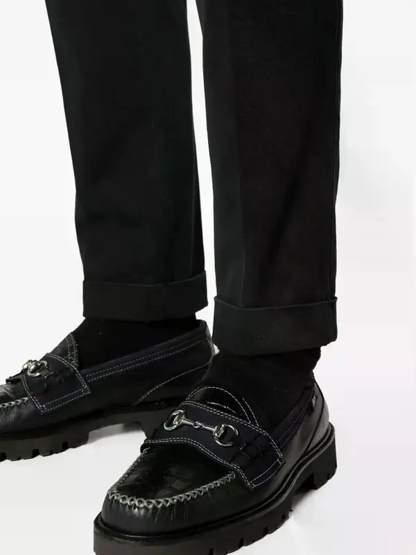 DELL'OGLIO Cotton-blend Tapered Trousers - Black