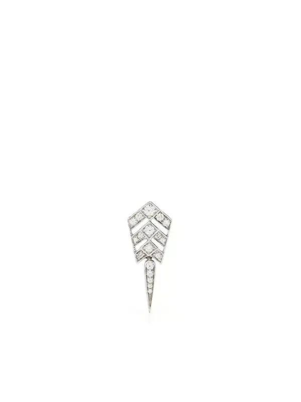 STATEMENT Single Stairway Arrow Diamond Drop Earring - Silver