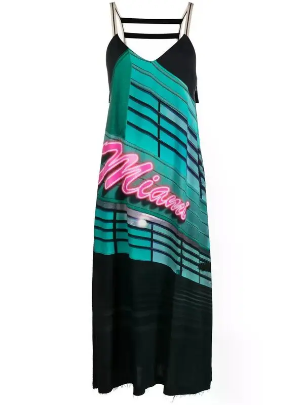 Palm Angels Miami Graphic Print Midi Dress
