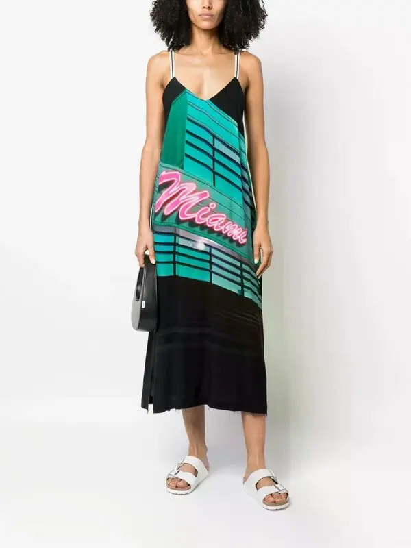 Palm Angels Miami Graphic Print Midi Dress