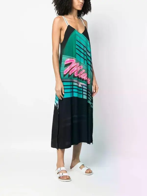 Palm Angels Miami Graphic Print Midi Dress