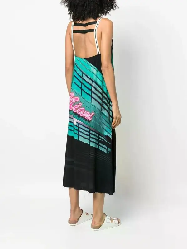 Palm Angels Miami Graphic Print Midi Dress