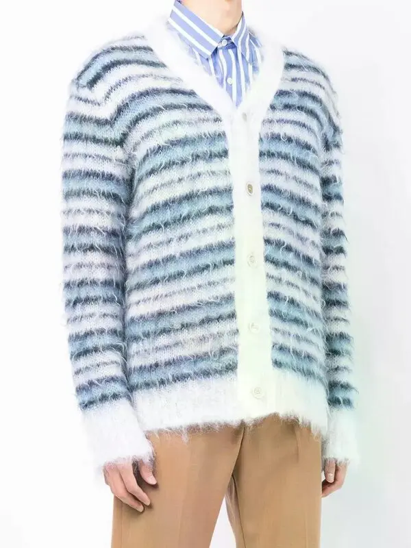 Marni Striped Mohair Blend V-neck Cardigan