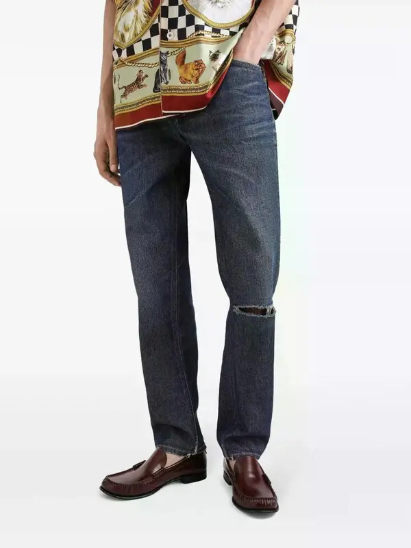 Dolce & Gabbana Distressed Straight-leg Jeans