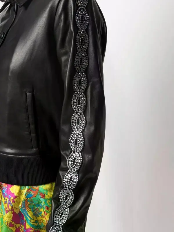 Philipp Plein Embellished Leather Bomber Jacket