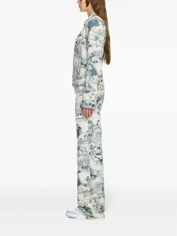 Off-White Fresco Tapestry Wide Leg Jeans