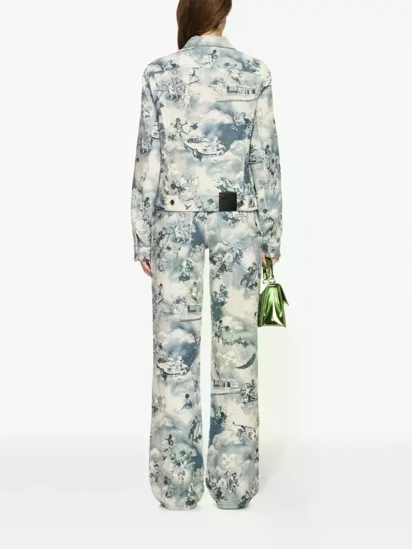 Off-White Fresco Tapestry Wide Leg Jeans