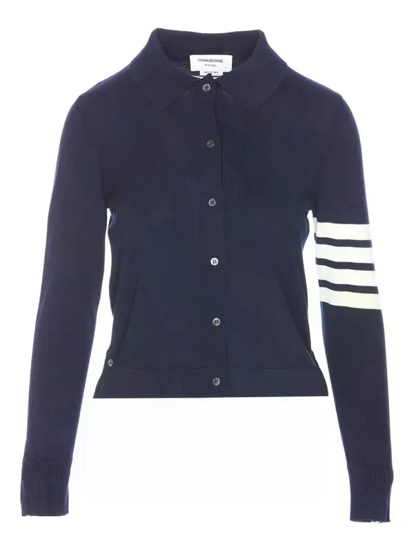 Thom Browne 4-bar Stripe Jersey Polo Shirt - Blue