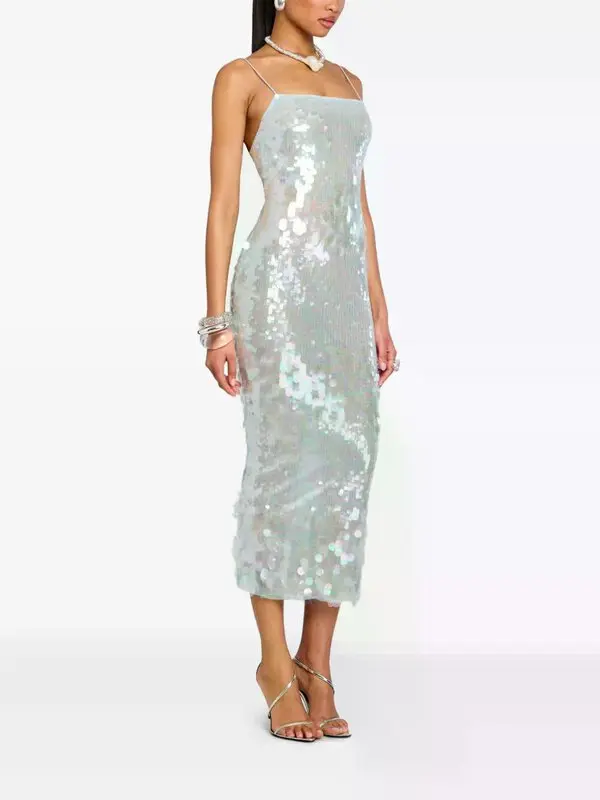 Retrofete Alana Sequined Midi Dress - Silver