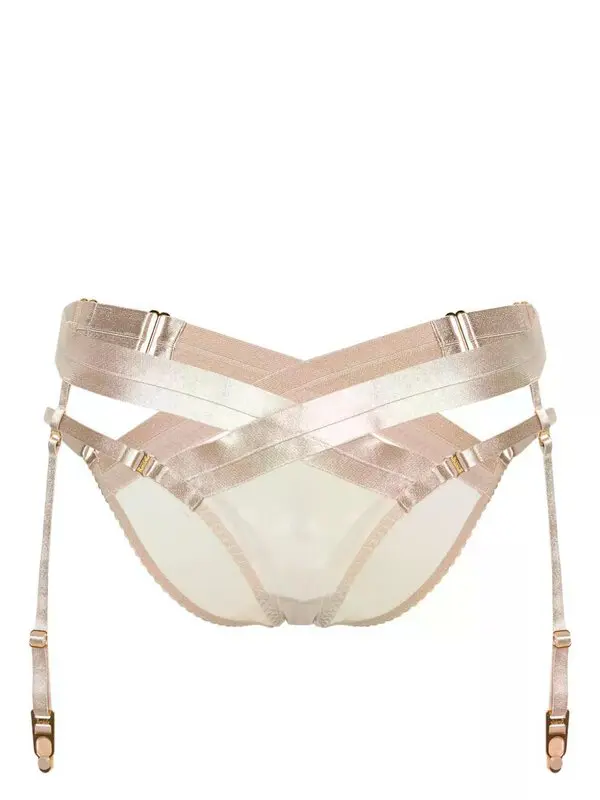 BORDELLE Tomoe Satin Harness Brief - Brown