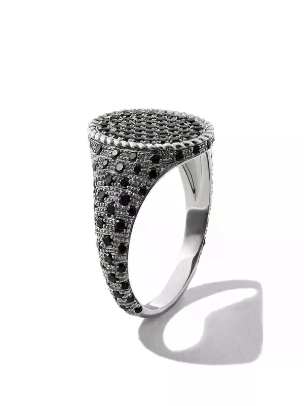 Yvonne Léon 18kt White Gold Oval Diamond Signet Ring