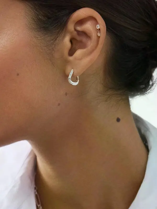 DINNY HALL Sterling Sculptural Hoop Earrings - Silver