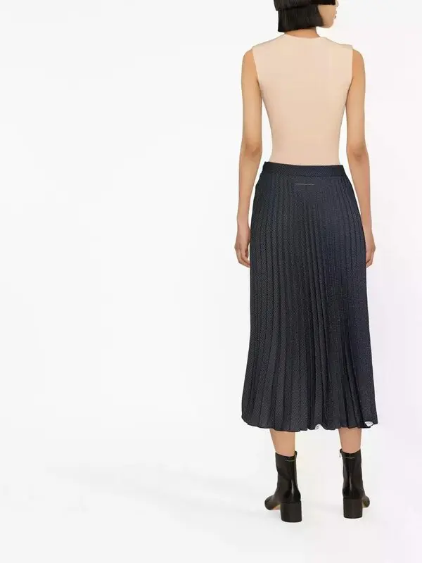 MAISON MARGIELA High-waisted Pleated Skirt With Graphic Print