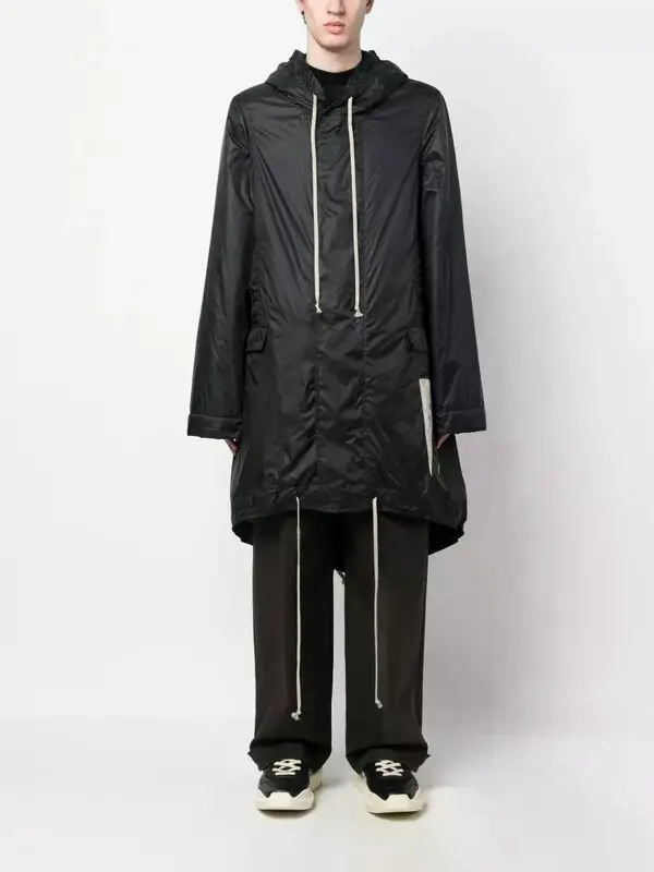 Rick Owens Fishtail Hooded Raincoat - Black