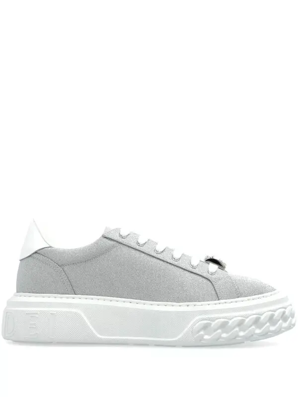 Casadei Off-road Sneakers With Embellished Logo Plaque - Silver