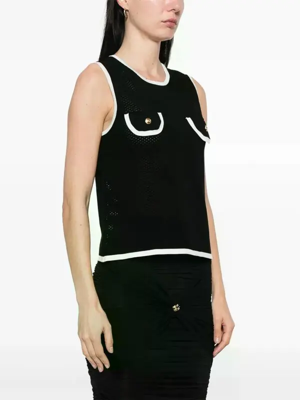 Elisabetta Franchi Open-knit Sleeveless Top With Contrast Trim