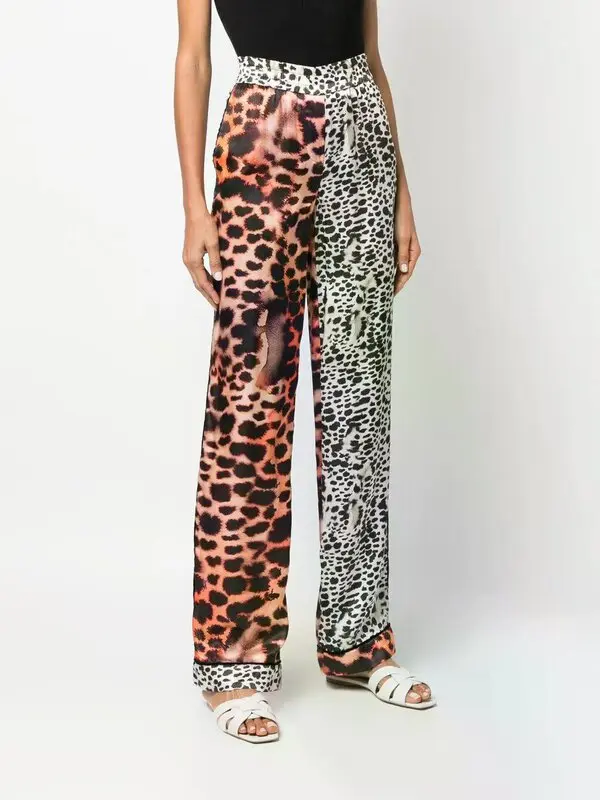 Roberto Cavalli Leopard Print Panelled Trousers