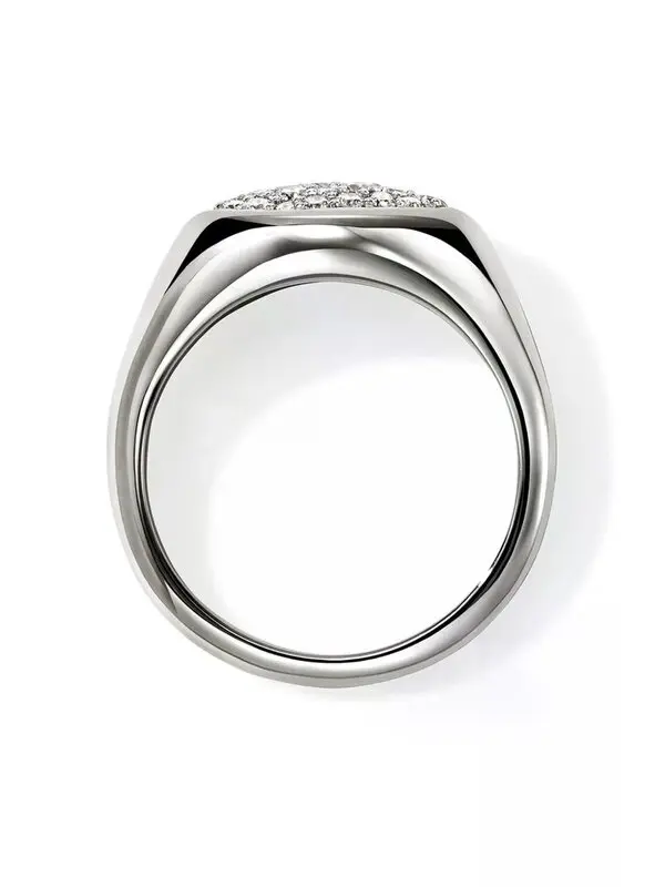 John Hardy Sterling Pebble Diamond Signet Ring