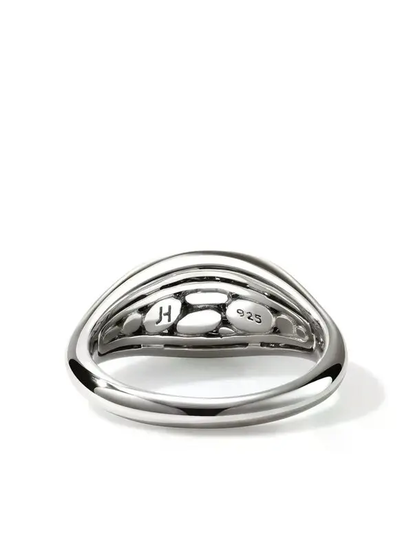 John Hardy Sterling Pebble Diamond Signet Ring
