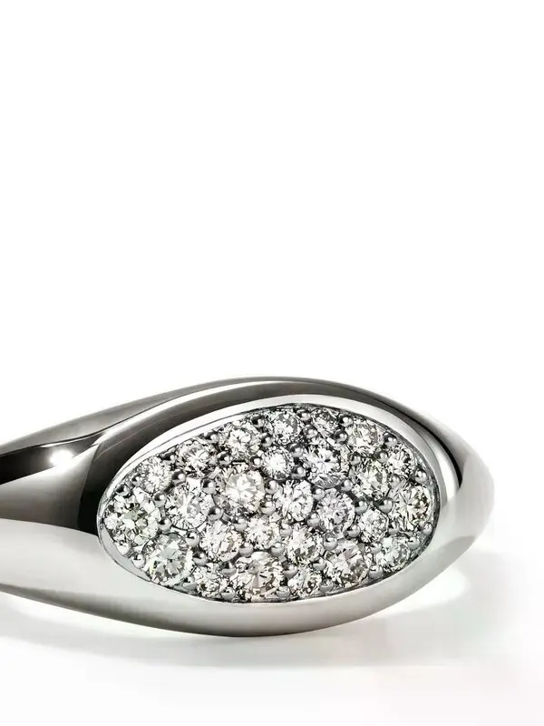 John Hardy Sterling Pebble Diamond Signet Ring